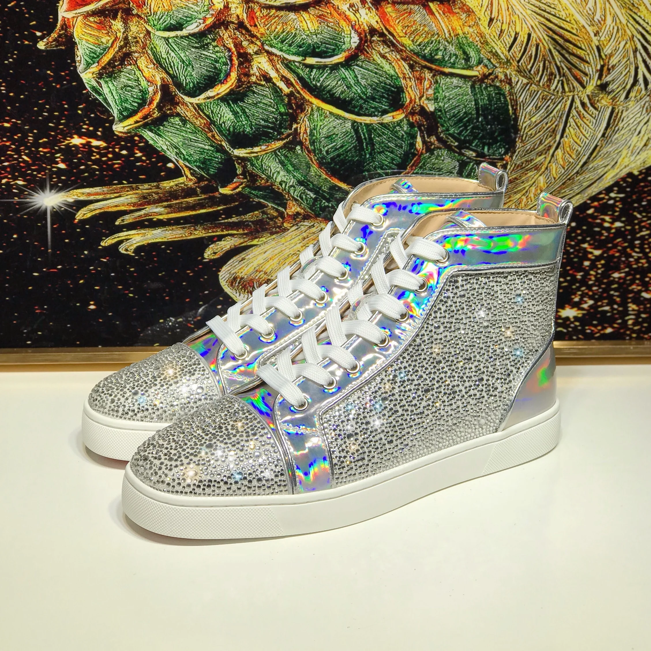 New-leather-laser-white-diamond-high-top-men-and-women-couples-casual ...