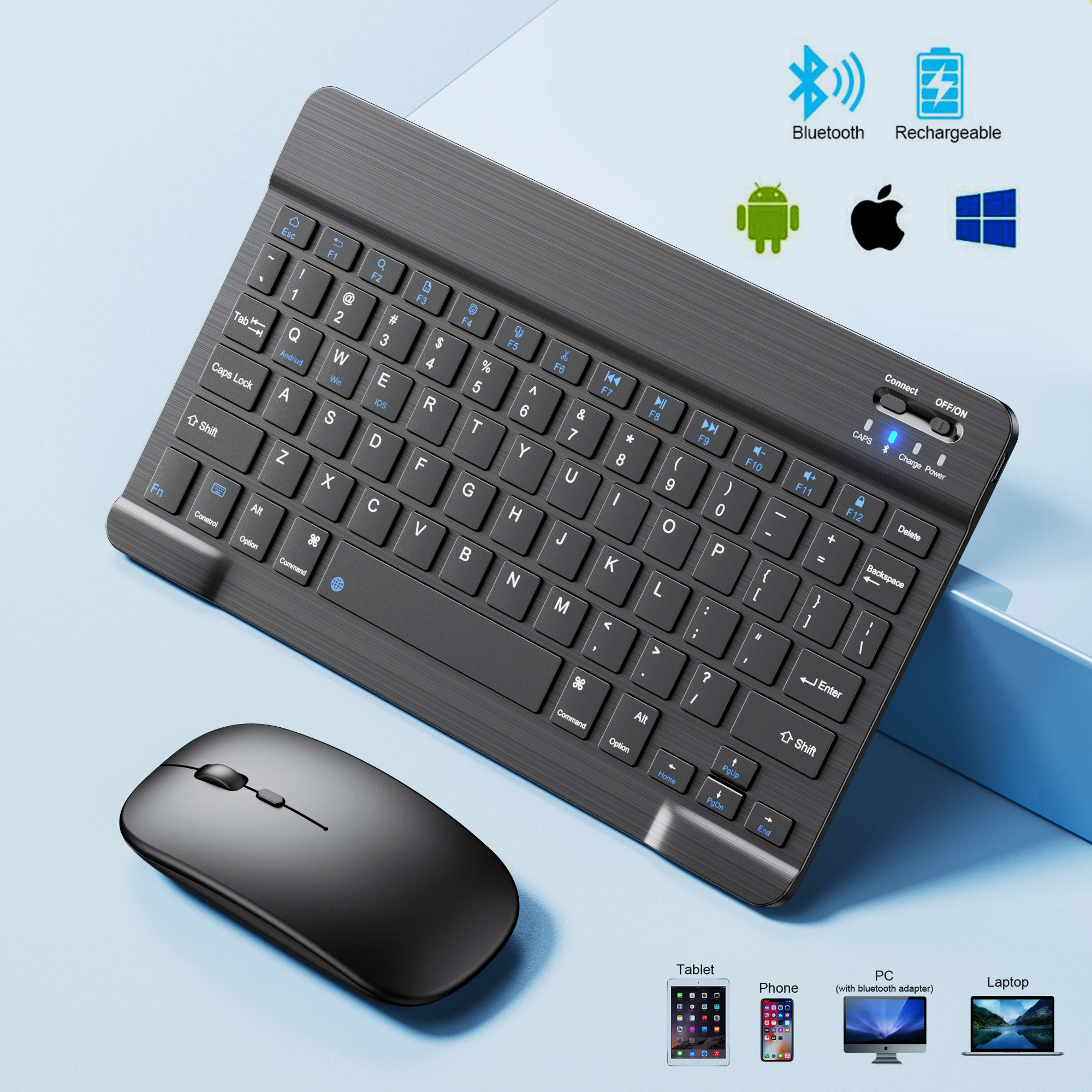 Mini Bluetooth Keyboard Wireless Keyboard Rechargeable For Ipad Phone ...