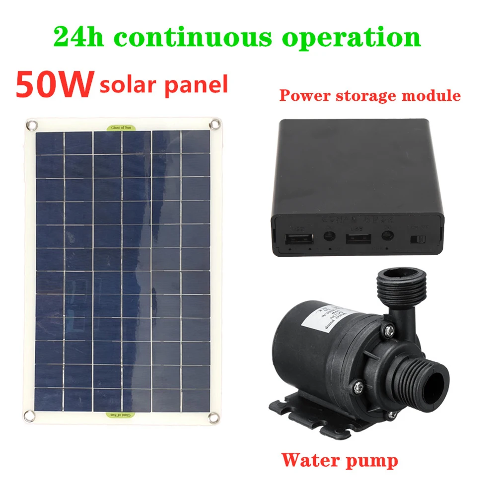50W-Solar-Fountain-Pump-Solar-Panel-Powered-800L-H-DC-12V-Low-Noise ...