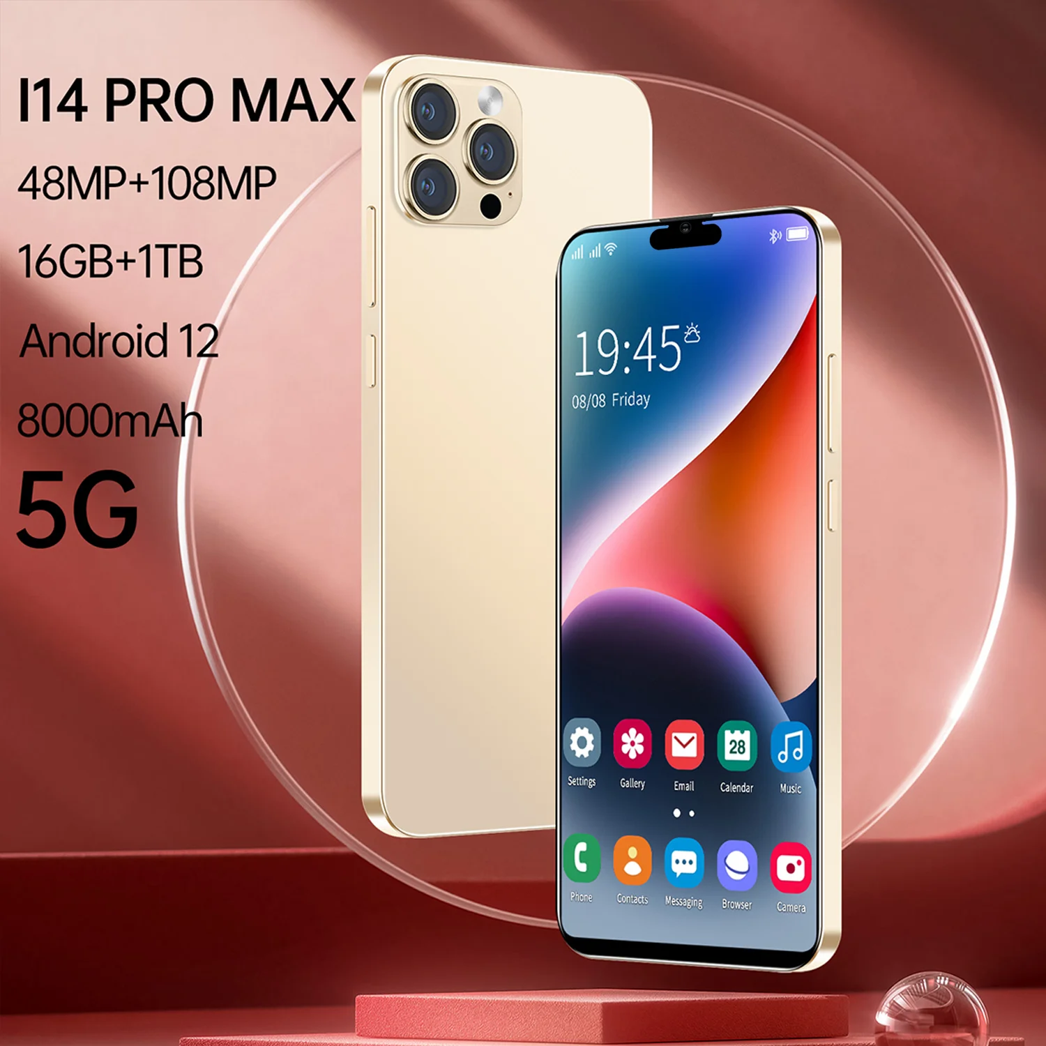 Tela Cheia Versão Global 6.8 Polegada I14 Pro Max Smartphone Celular 16GB 1TB Celular 48 + 108MP ...