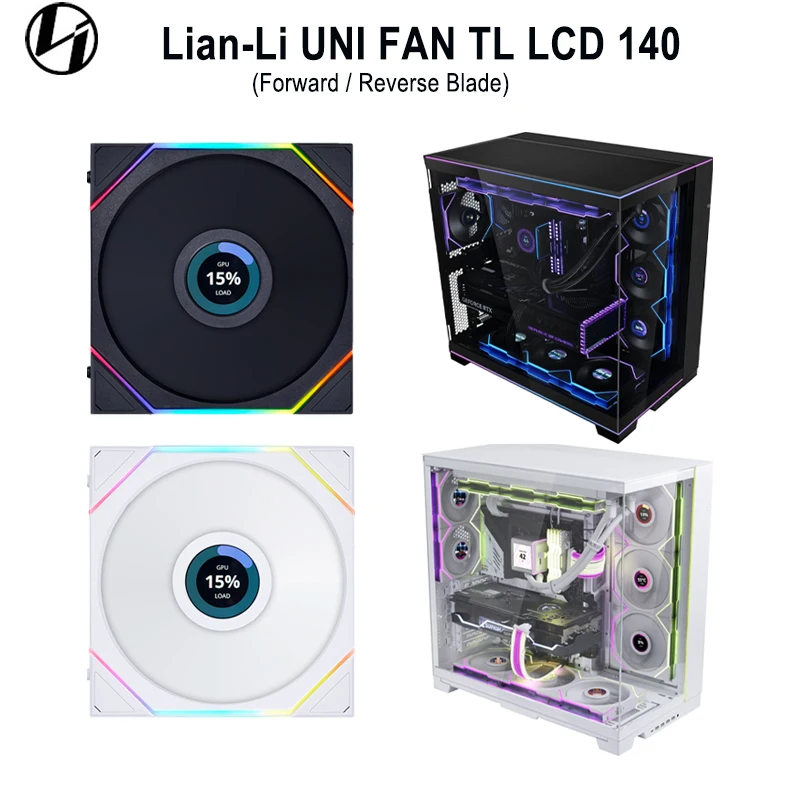 Lian-Li-UNI-Ventilador-LCD-L-mina-dianteira-e-reversa-Embalagem-simples ...