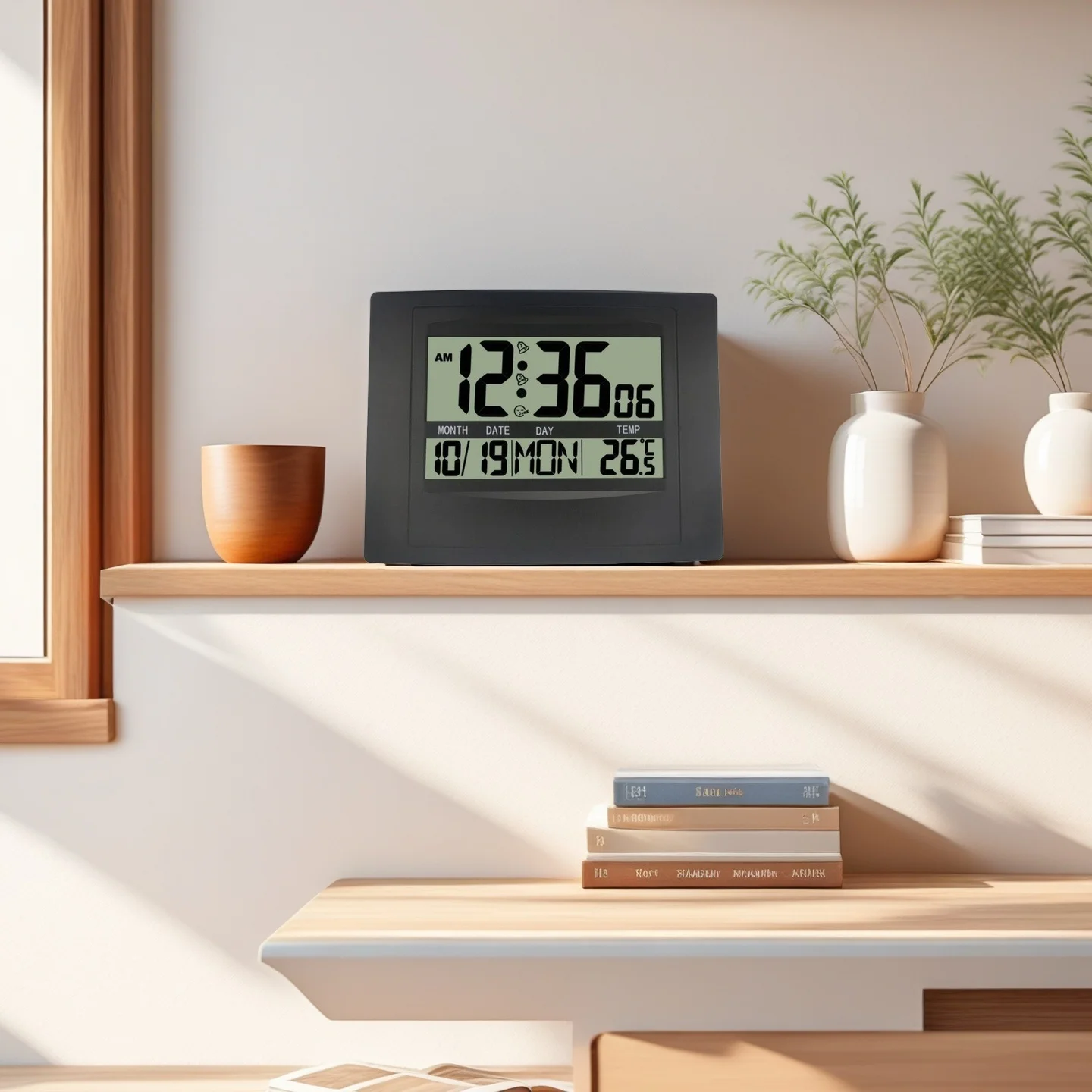 Battery Powered Large Digital Wall Clock TEMP Date Week Display 2 ...