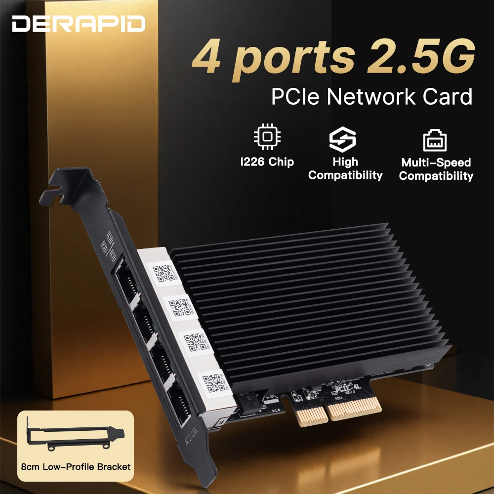 Intel I226 10/100/1000/2500Mbps RJ45 4 포트 LAN 어댑터 용 Fenvi 2.5Gbps PCIe ...
