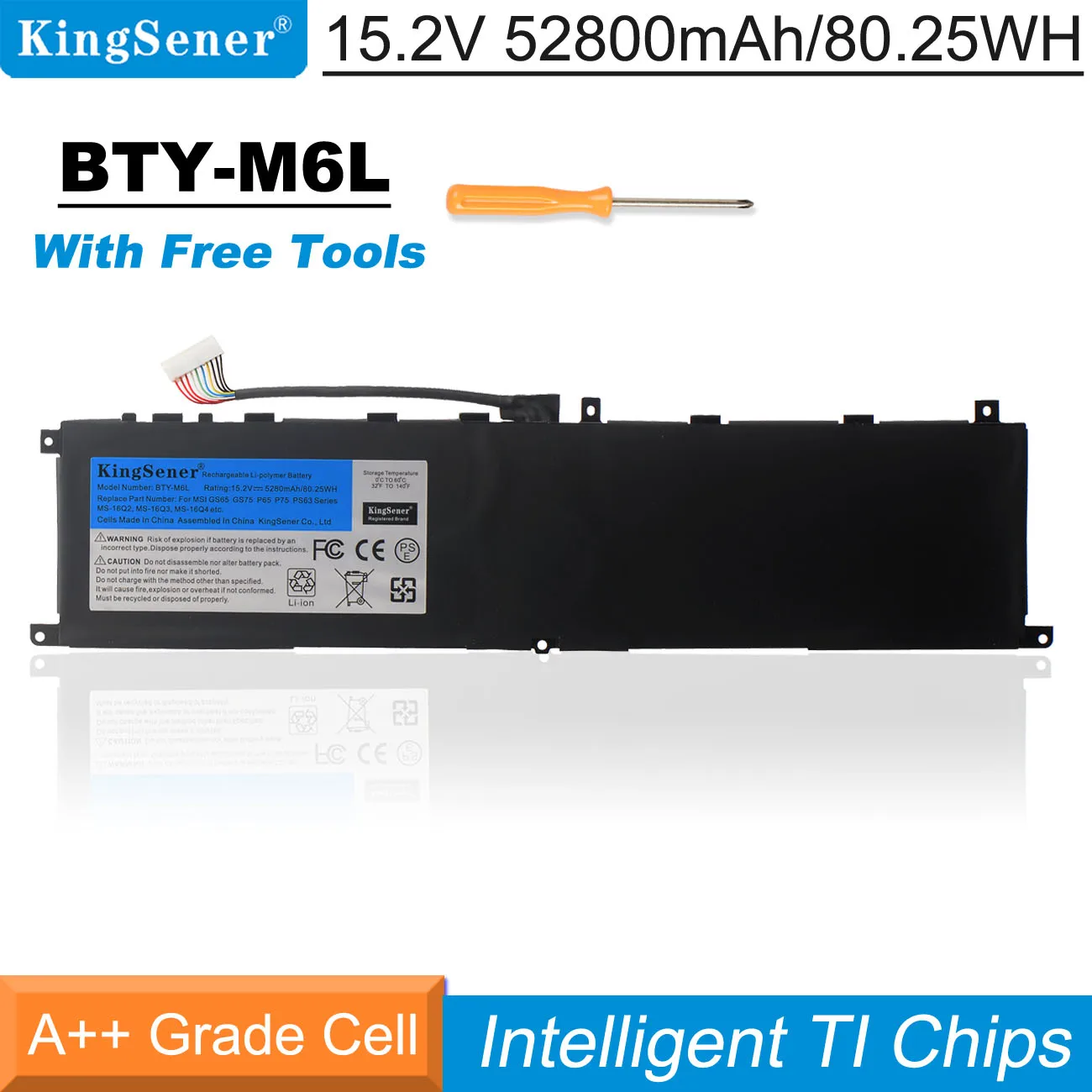 KingSener BTY-M6L Battery For MSI GS65 GS75 Stealth Thin 8RF 8RE PS63 ...