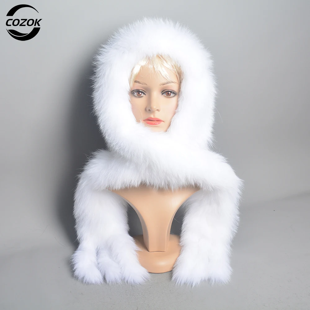 Russian-Winter-Women-Knitted-Real-Fox-Fur-Hat-Scarf-Natural-Warm-Fur ...