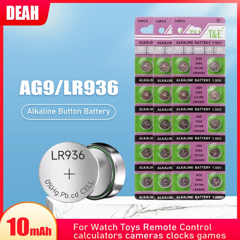 AG9 LR936 1.55V 394 SR936SW CX194 LR45 394A L936F SR936 Alkaline Button ...