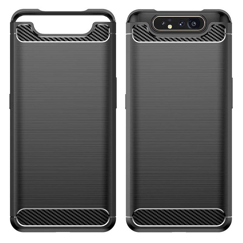 For-Samsung-Galaxy-A90-4G-Carbon-Brushed-Rubber-Case-Anti-Shock-TPU-Gel ...
