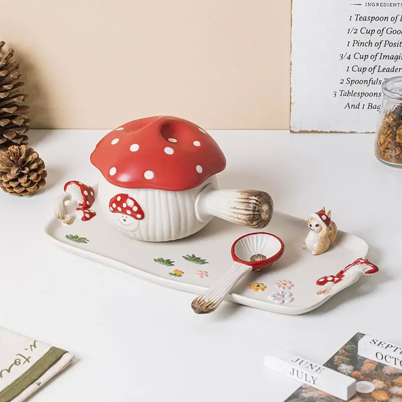 3-Piece-Set-Cartoon-Ceramic-Bowl-with-Handle-Home-Creative-Mushroom ...