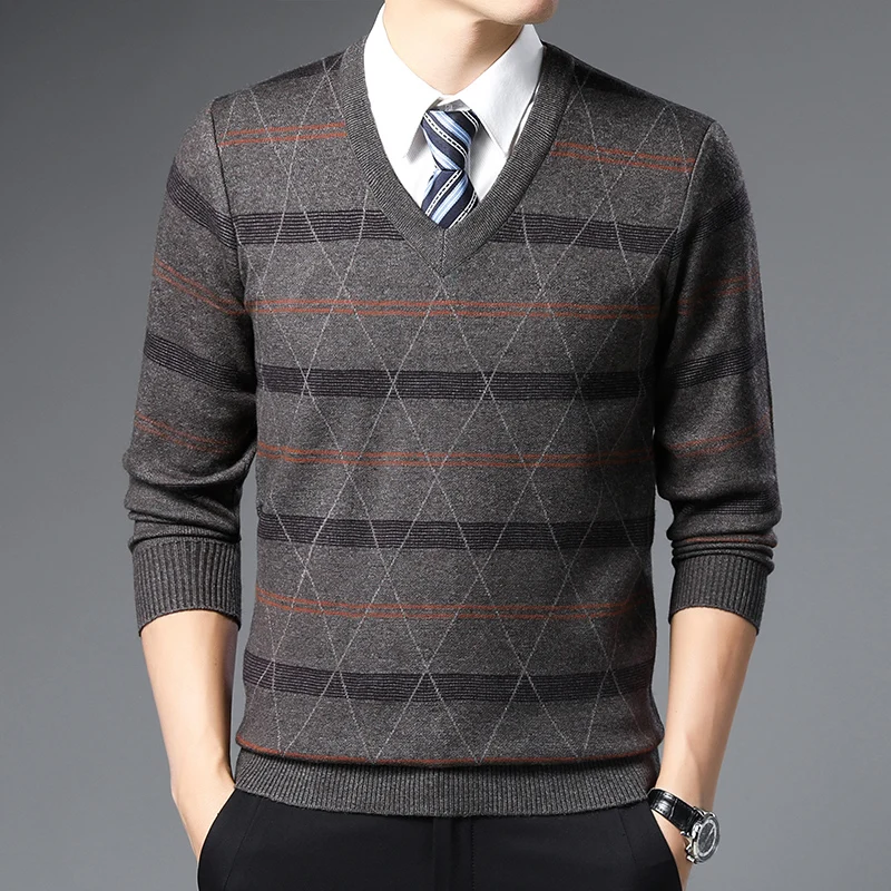 Autumn-Men-s-Sweater-Fashion-Solid-Color-Warm-Sweater-Business-Casual-V ...