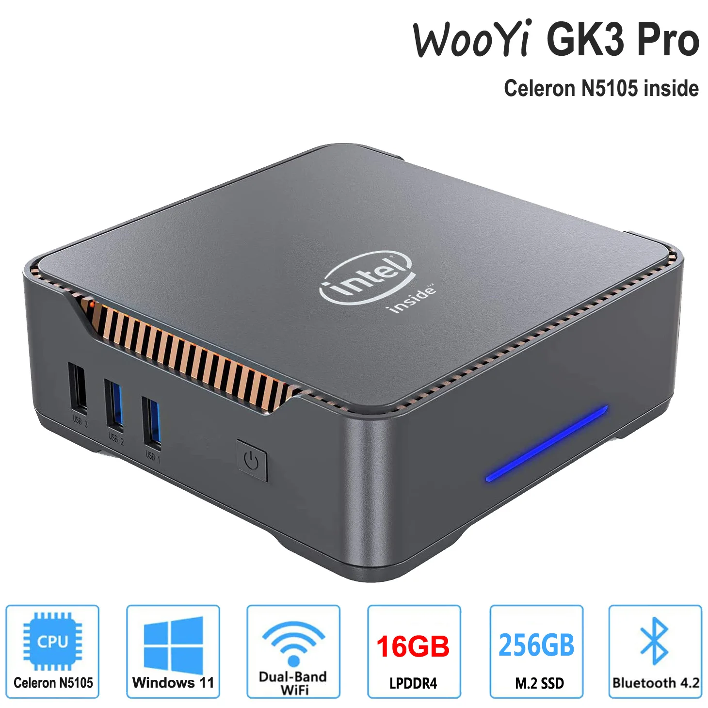 GK3V Mini PC Intel Celeron J4125/N5105 8GB DDR4 128GB/256GB Windows 11 ...