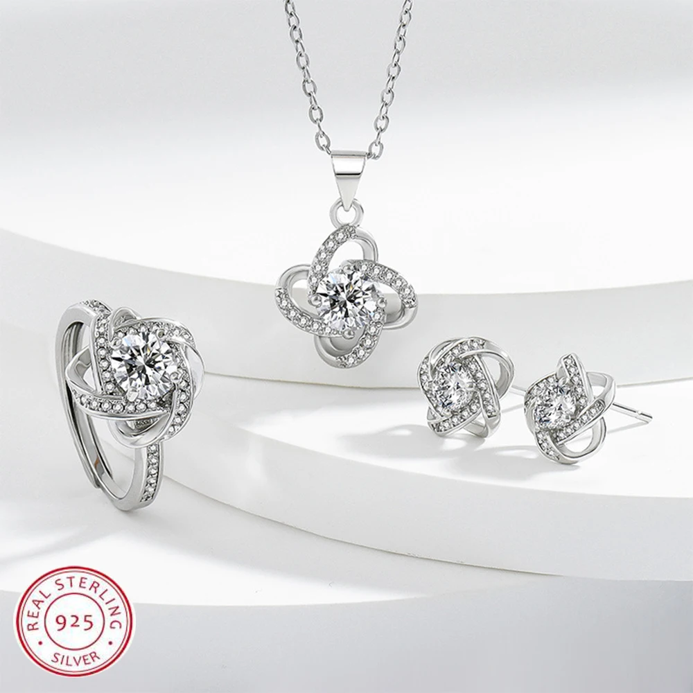 Solitaire Lab Diamond Jewelry set 925 Sterling Silver Party Wedding ...