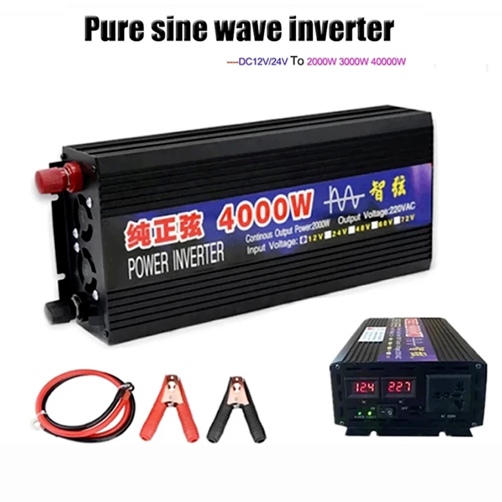 Inversor de onda senoidal pura 2000W 3000W 4000W Poder DC 12V 24V Para AC 220V Tensão 50/60HZ ...