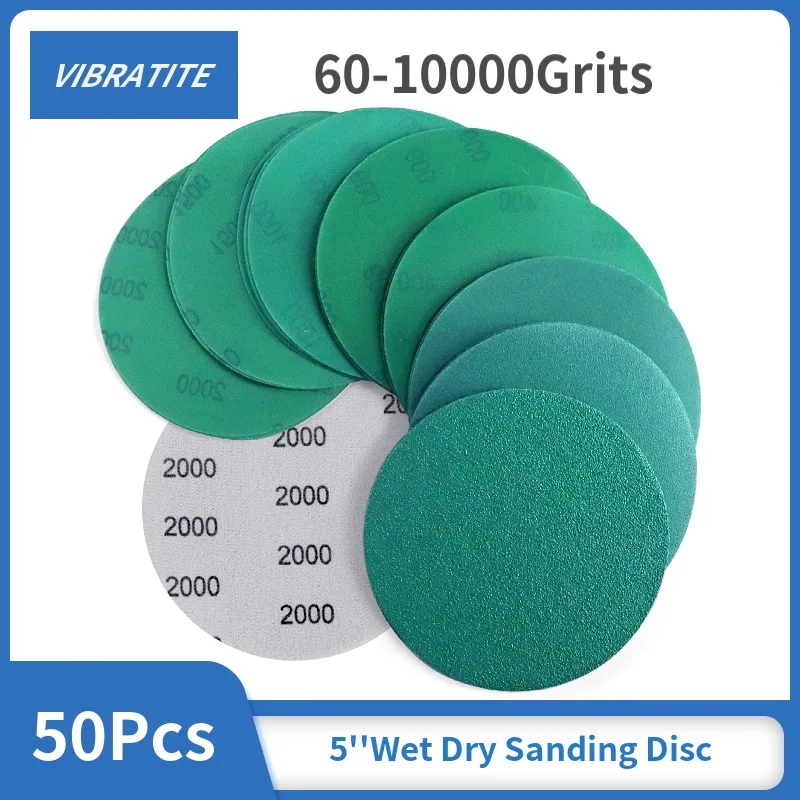50 Pack 5 Inch Sanding Disc Assorted 180-2000 Grit Hook and Loop ...