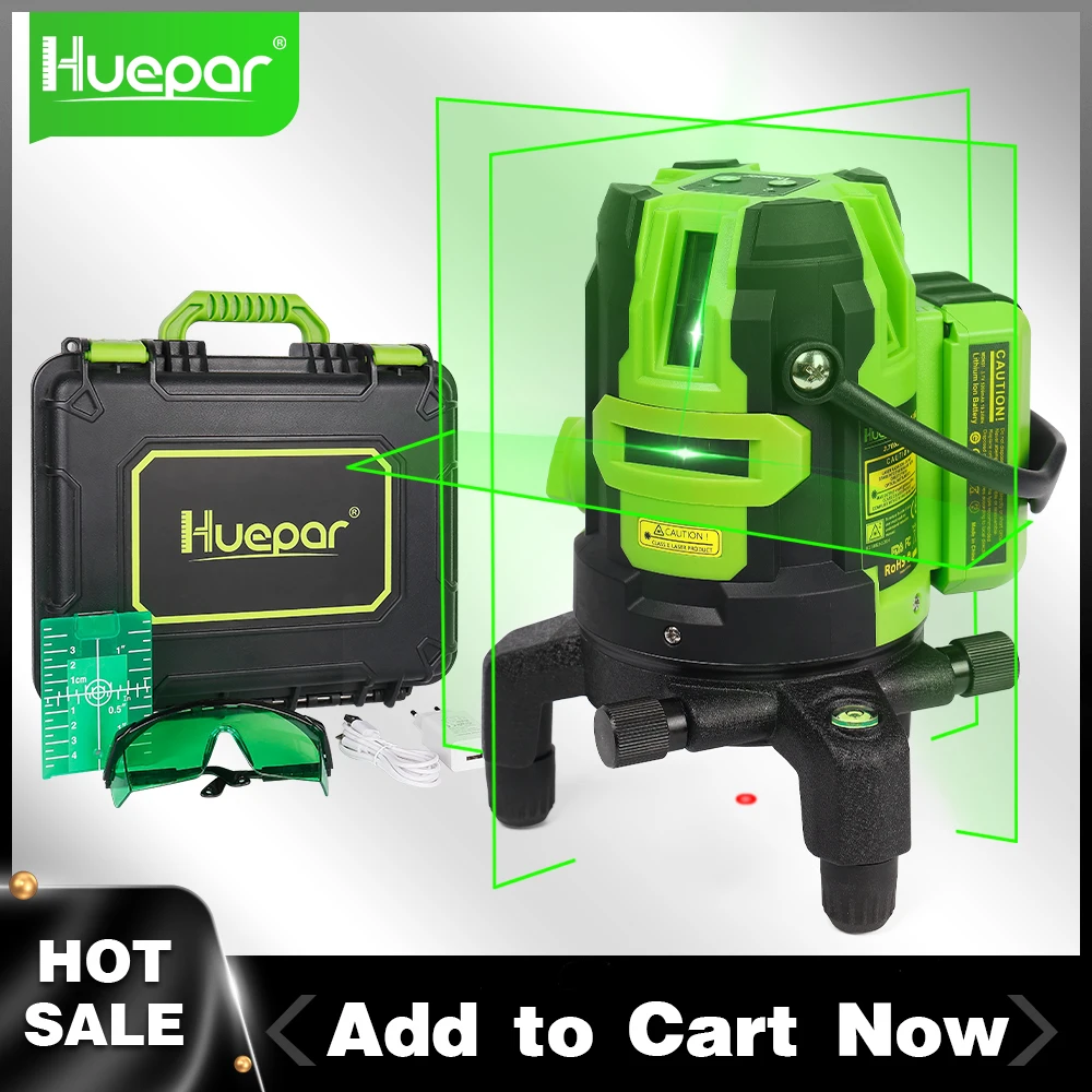 Huepar-Self-leveling-Multi-Line-Osram-Laser-Level-Green-Beam-Four ...