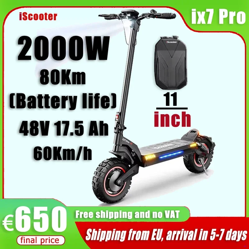 iscooter IX7 pro Off-road electric scooters 2000W Motor 50Miles Long Range 17.5AH Battery 38MPH ...