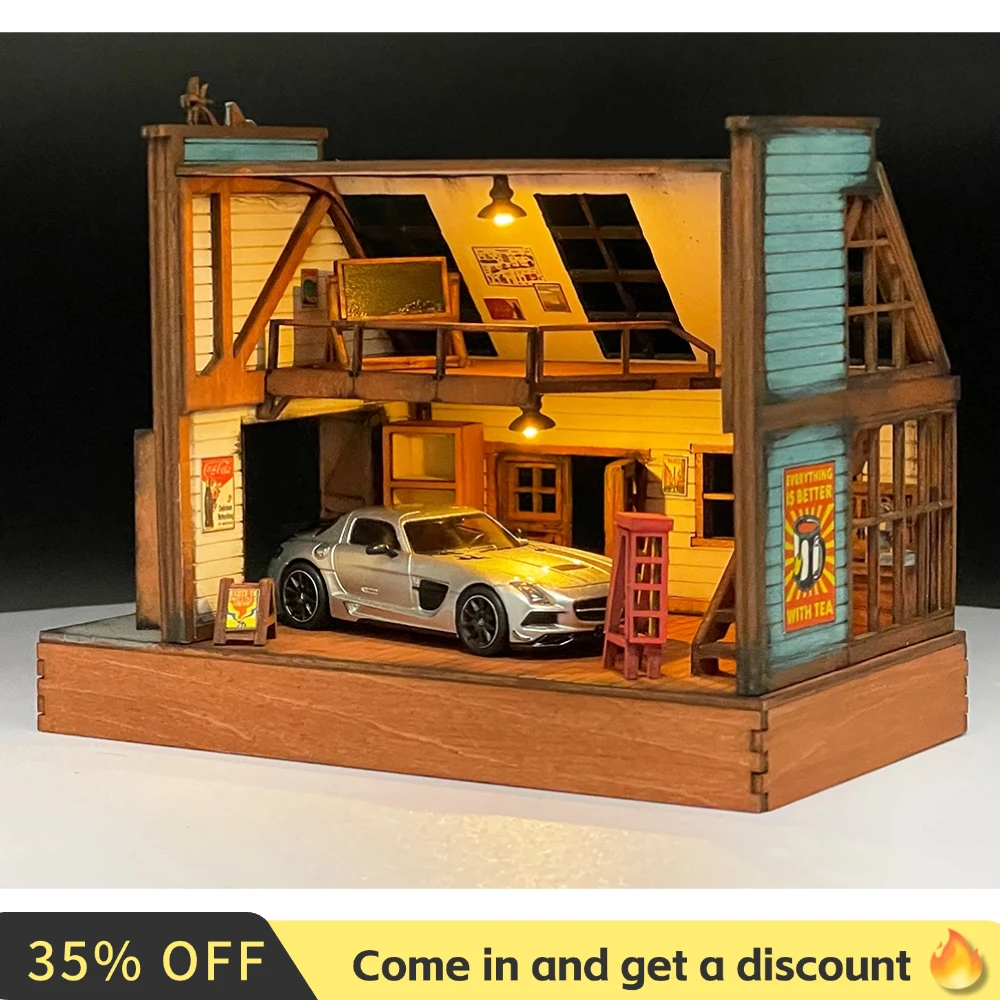 1/64 DIY Assembly Model Car Diorama Kit Realistic Simulation Scenery ...