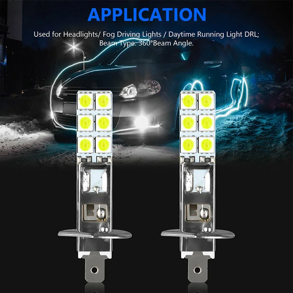 2-X-Car-Fog-Lights-Super-Bright-H1-LED-Headlight-High-Beam-Fog-Driving ...