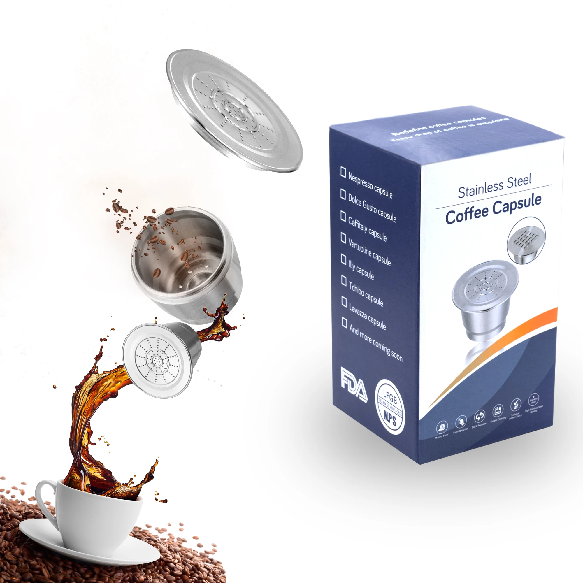 Jaune Clair - Capsule pour Nespresso, rechargeable, réutilisable ...