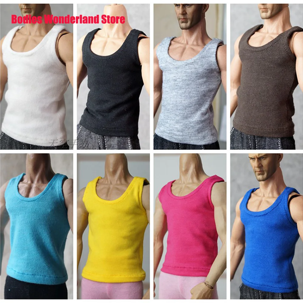 Solid-Color-1-6-Scale-Male-Solider-Classic-T-Shirt-Vest-Fashion-Outfits ...