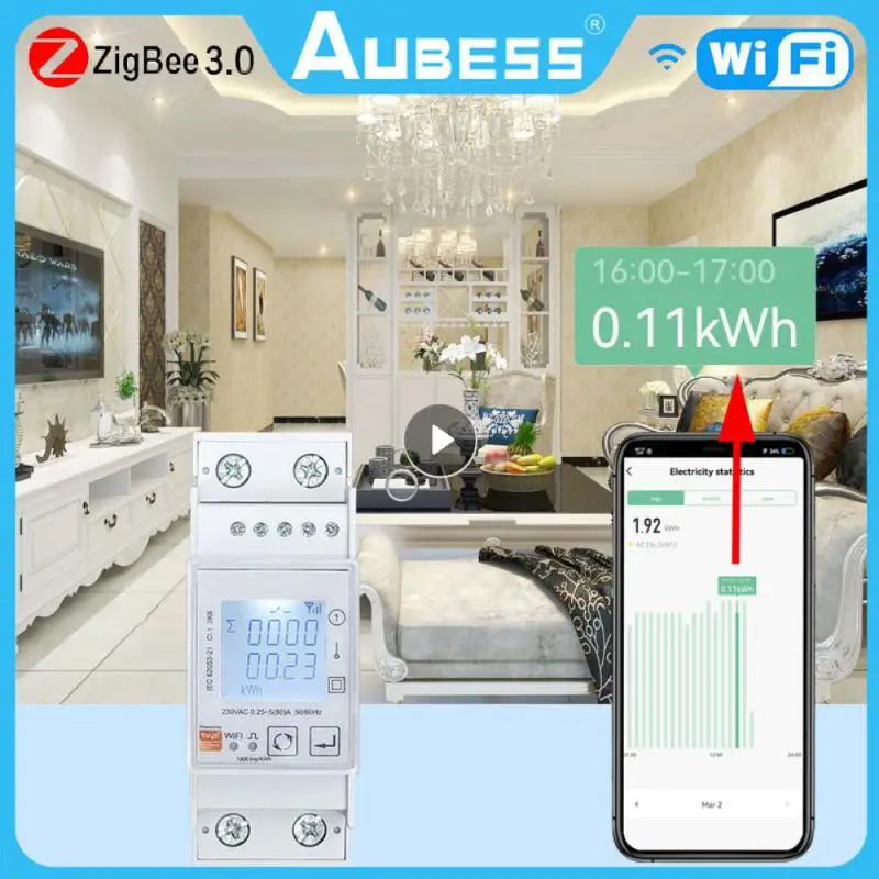 Tuya Smart Zigbee Energy Meter Kétirányú 80A Din Rail Power Monitor Kwh ...