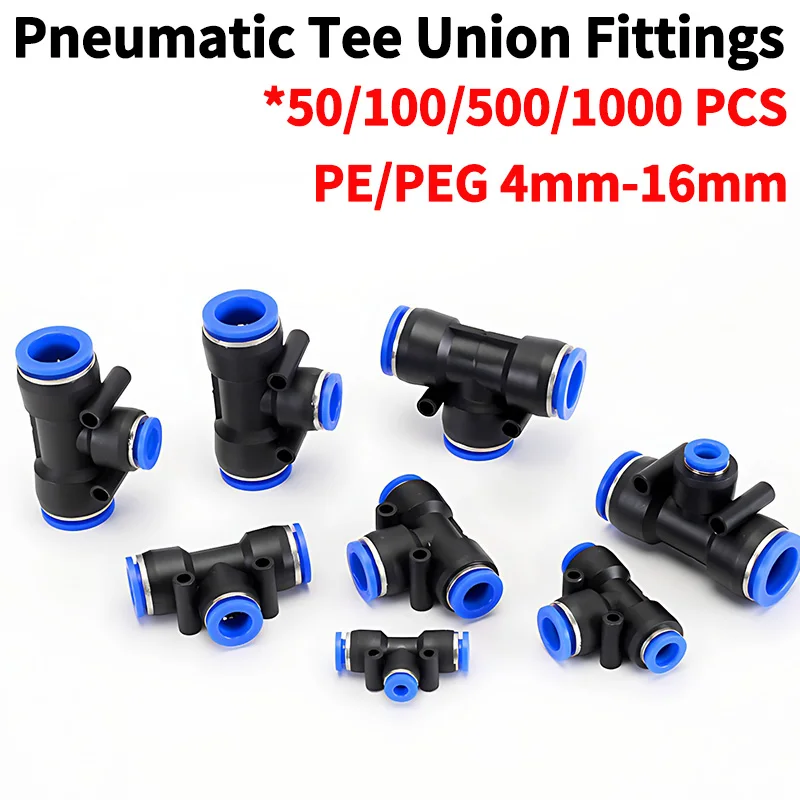 Push-to-Connect-Fittings-Pneumatic-Tee-Union-Fittings-T-Connector ...
