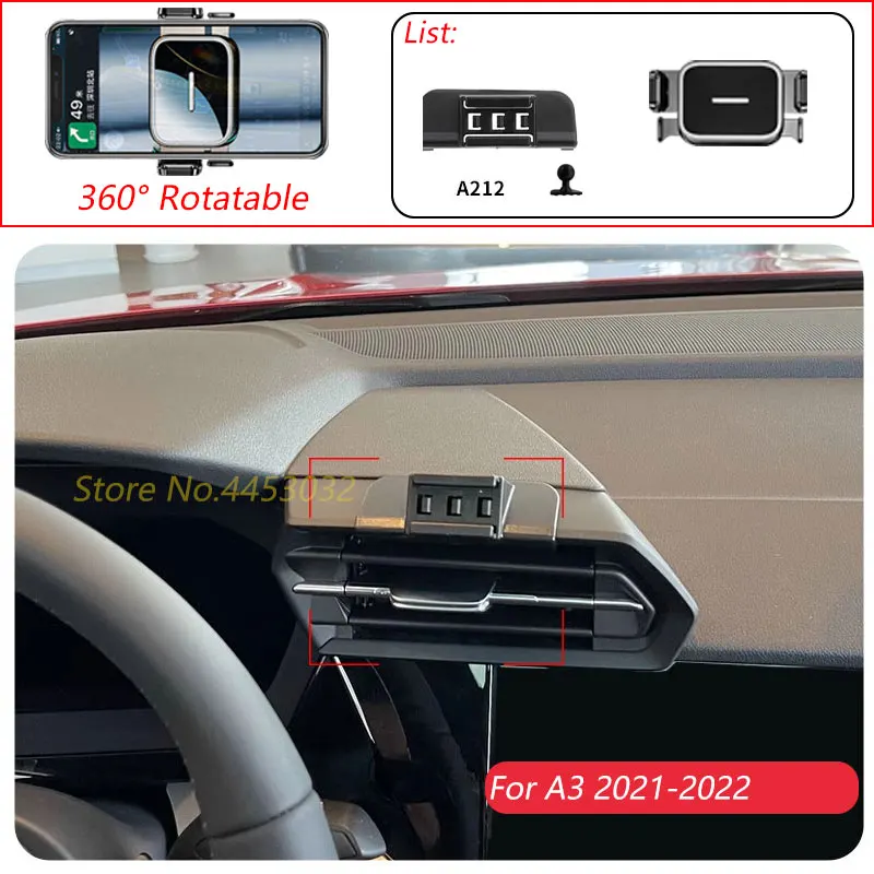 1 Suit Car Phone Holder For Audi A3 8Y 2021-2023 Air Outlet Rotatable ...