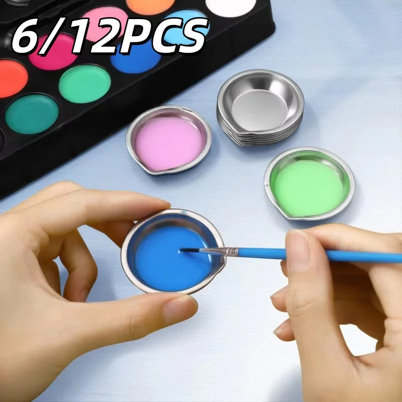 6/12pcs Stainless Steel Painting Color Bowls Dish Easy To Pour Mouth ...