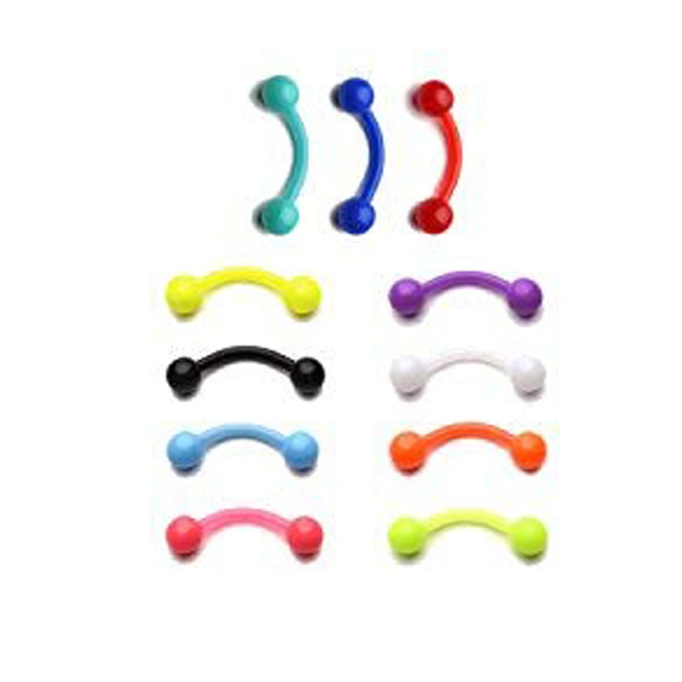 16g Colorful Barbell Retainer 16G Flexible Colorful Curved Barbell ...