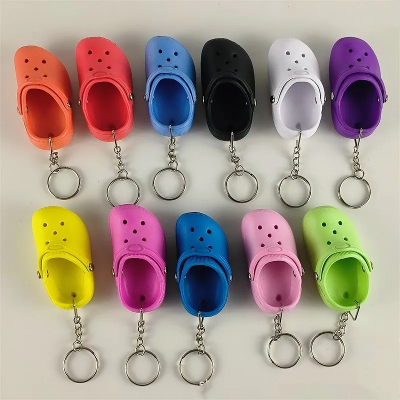 30 pieces New Cute 3D EVA Beach Hole Little Croc Shoe Key chain Mini ...