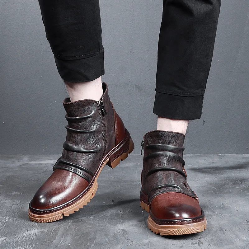British style short boots men leather boots retro trend Martin boots ...