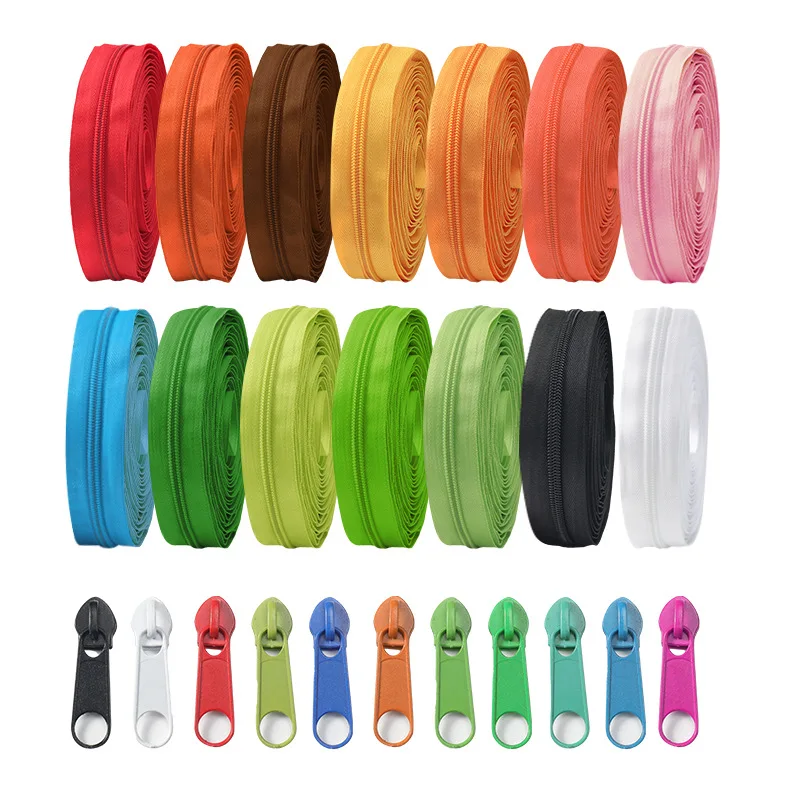 5 M (5M+ 5pcs Zipper Slider) Long Nylon Coil Zipper Roll In Pull Zip ...