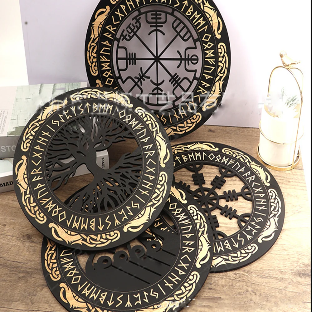 Viking Wooden Wall Art | Viking Tree Wall Decor | Nordic Runes Wall Art ...