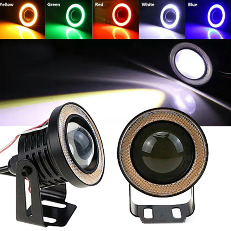 2PCS-Car-Universal-Angel-Eyes-Fog-Lamp-COB-LED-Driving-Lights-Signal ...