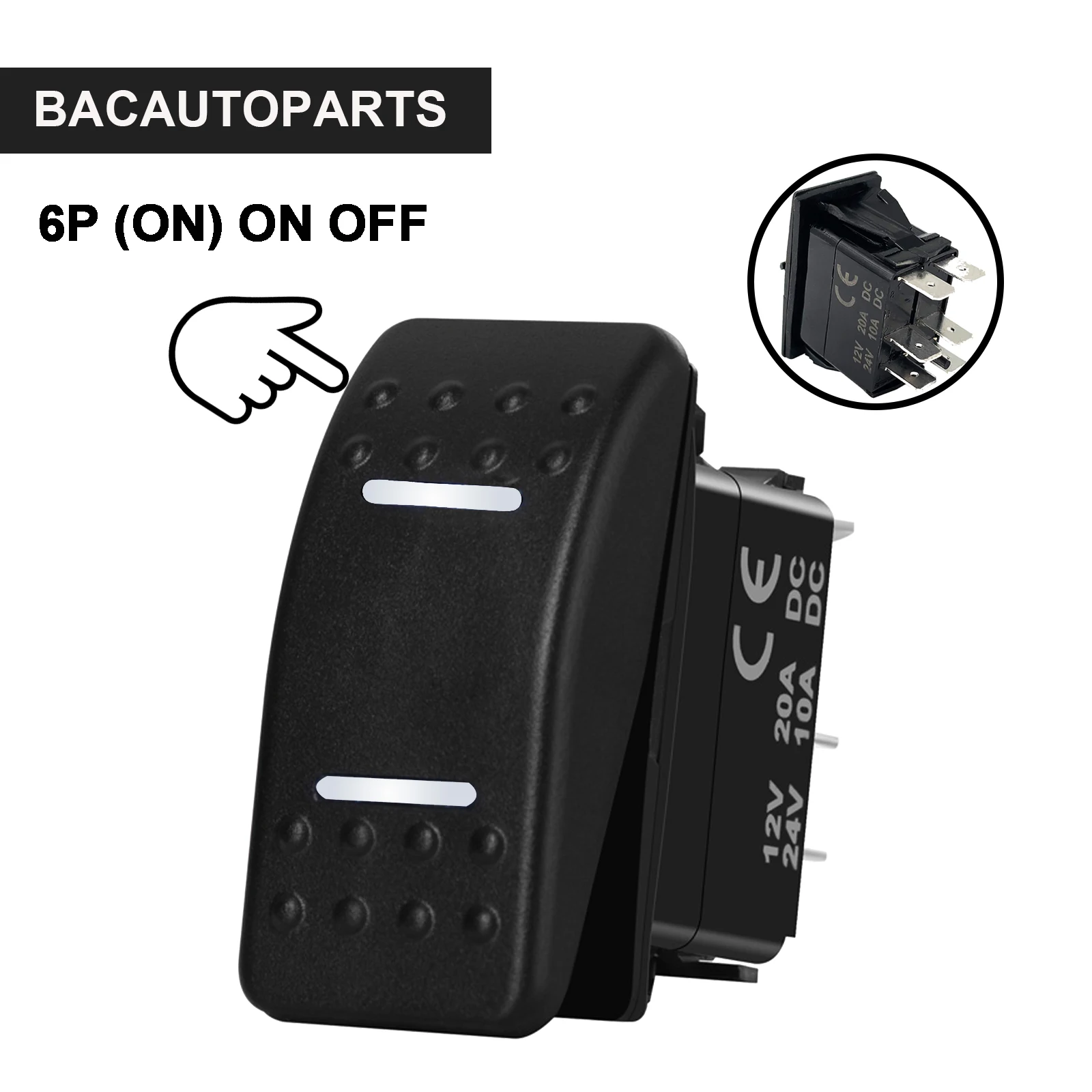 Dual-White-Led-6P-ON-ON-OFF-Momentary-Rocker-Switch-For-Car-Marine-Boat ...