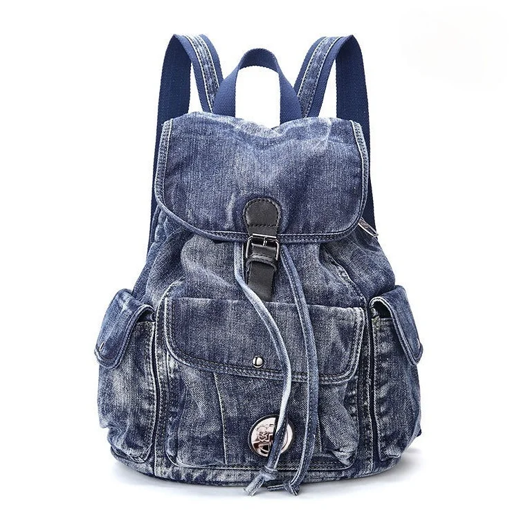 New In Fashion Casual Denim Women Backpack Large Capacity Jean Bag ...