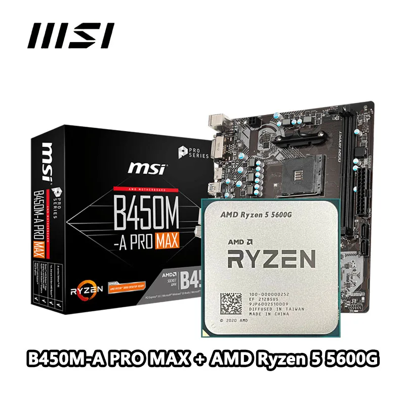 Placa-mãe AMD-Ryzen Pro Max, R5, 5600G, CPU, B450M, A, suporta DDR4 ...