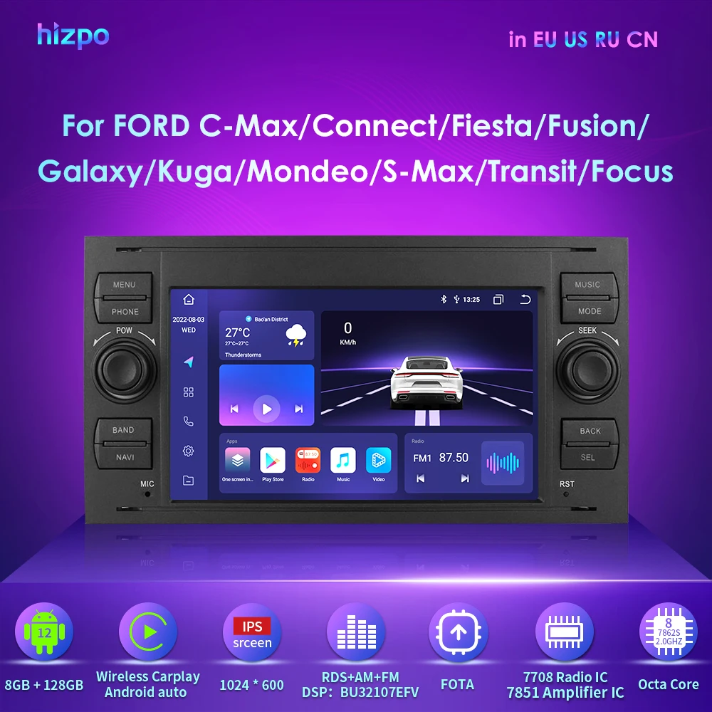 Hizpo 8gb+128gb 2din Android 12 Car Multimedia Player For Ford Focus S ...