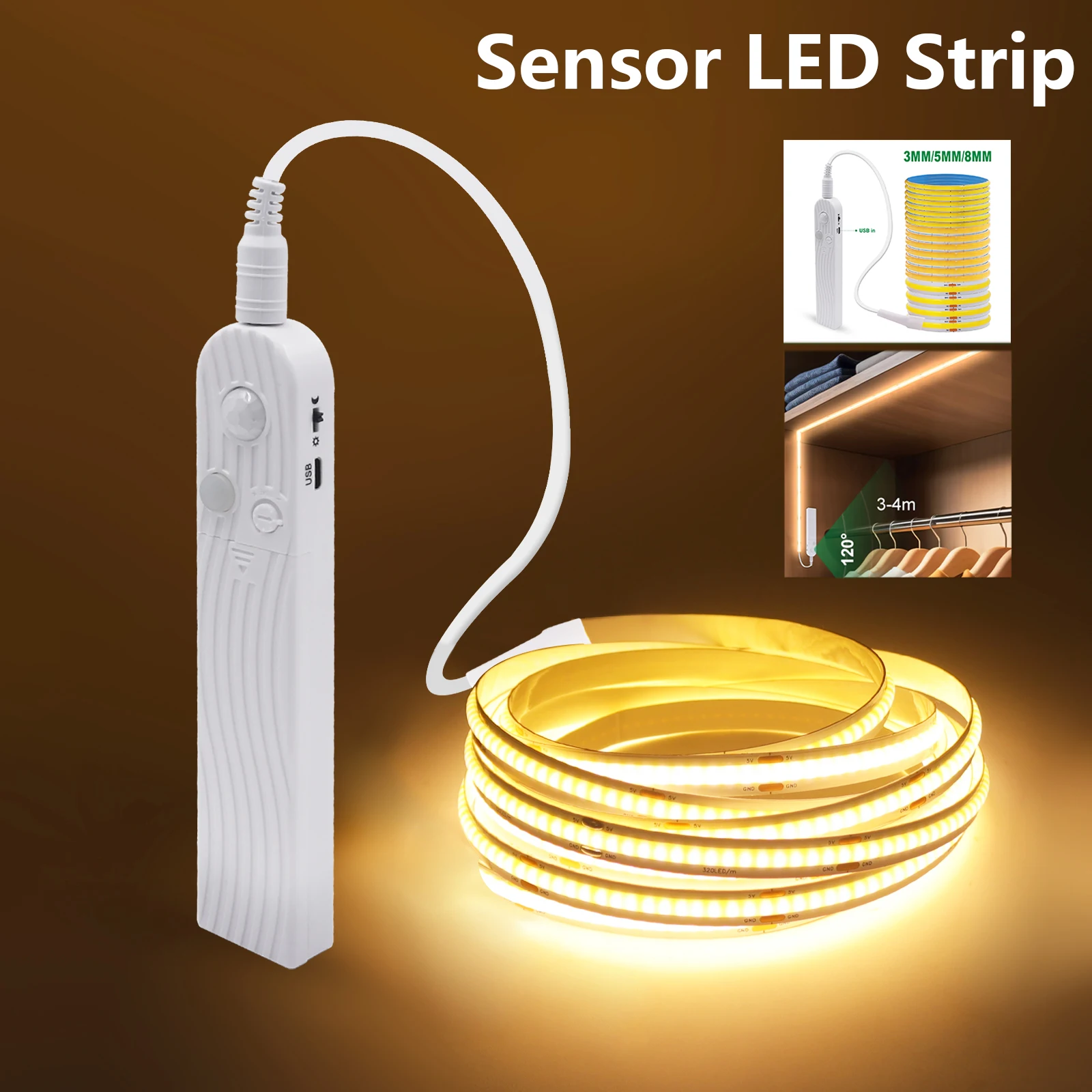 3MM-5MM-8MM-COB-LED-Light-Strip-With-Motion-Sensor-5V-320LEDs-m-Kitchen ...