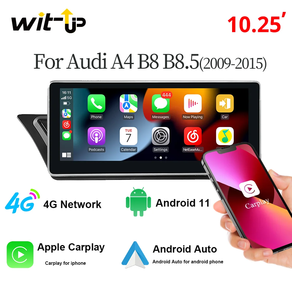 Wit-up For Audi A4 2009-2016 10.25" Touchscreen Upgrade Android 11 ...