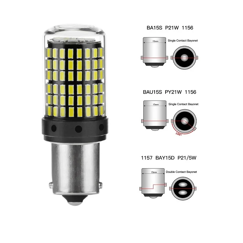 3157 LED 전구 144smd Canbus 램프 역방향 방향 지시등, 1156 BA15S P21W BAU15S PY21W ...