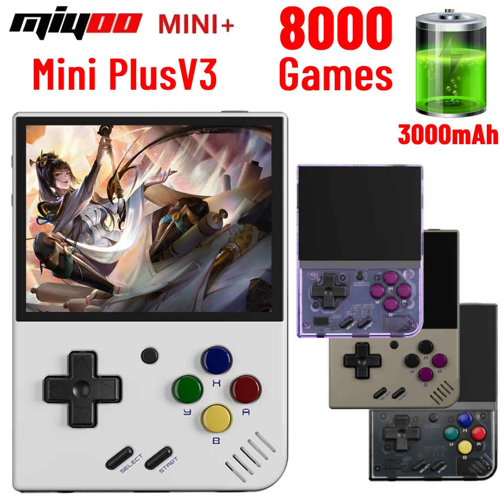Miyoo Mini Plus V3 Retro Handheld Game Console 3.5 Polegada IPS Tela ...