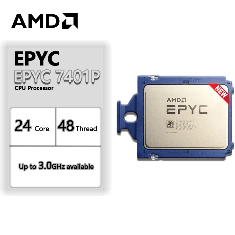AMD EPYC 7401P CPU 프로세서, 2.0 GHz 24 코어 48 스레드, 170W PS740PBEVHCAF 소켓 ...