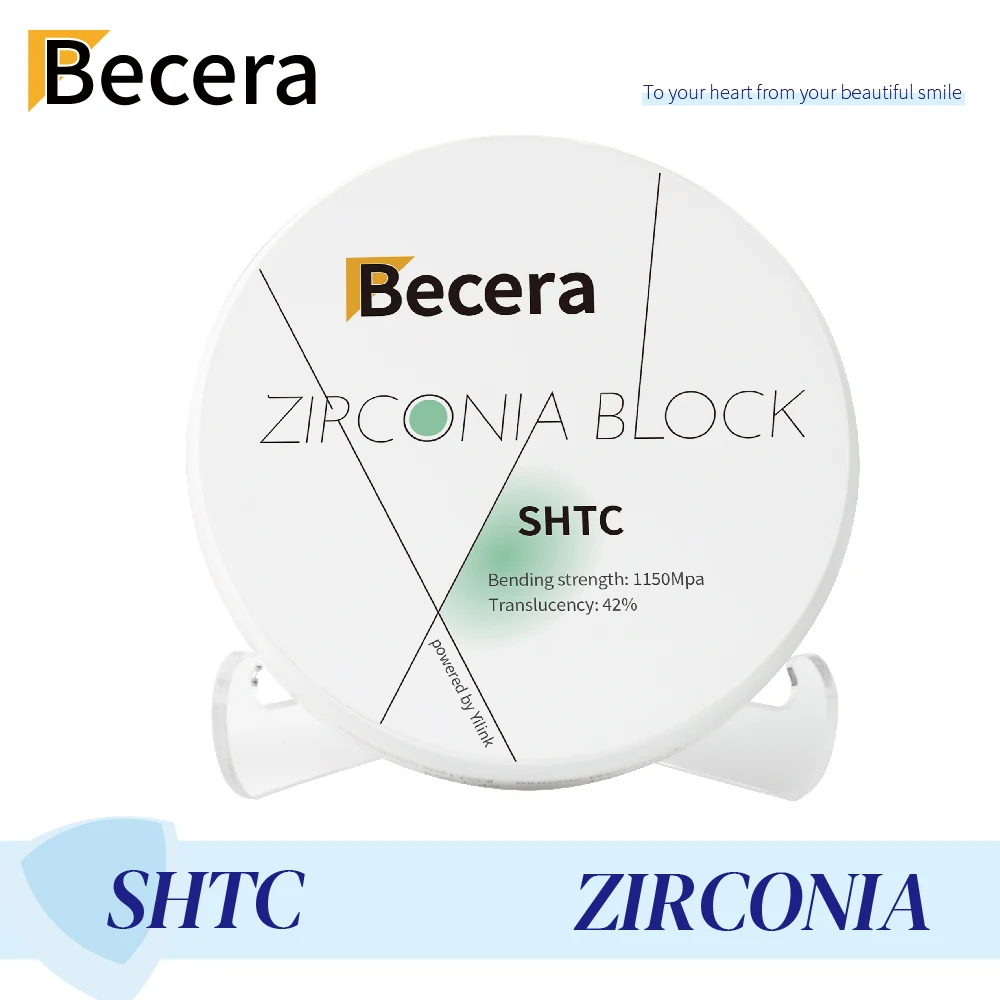 Becera Dental Mono Color Zirconia Block SHTC with Vita 16 Color Preshade Disc 1100 Mpa for Open ...