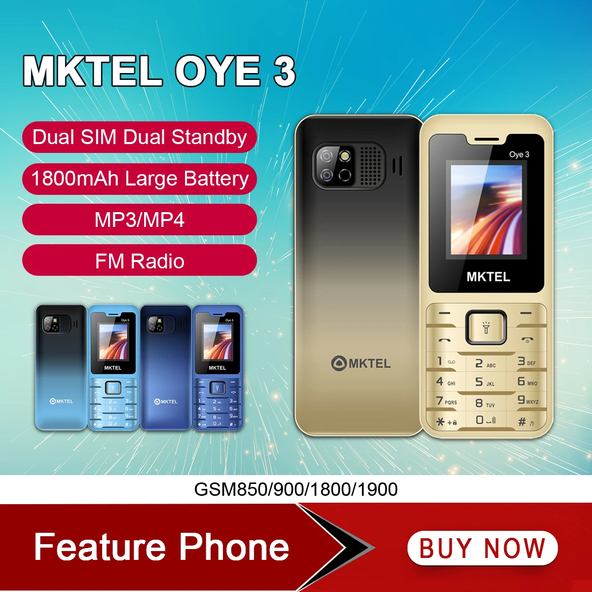 Mktel Oye 3 Feature Phone 1.77inch Display 1800mah Dual Sim Dual Standby Mp3 Mp4 Fm Radio With ...