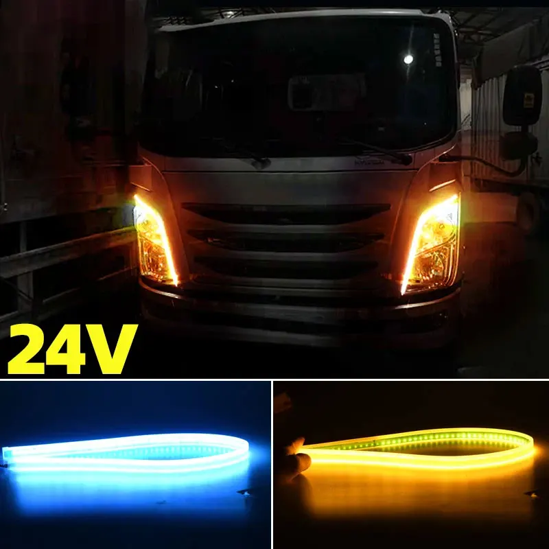 24V Truck Daytime Running Lights LED Turn Signal Light Flowing Yellow ...