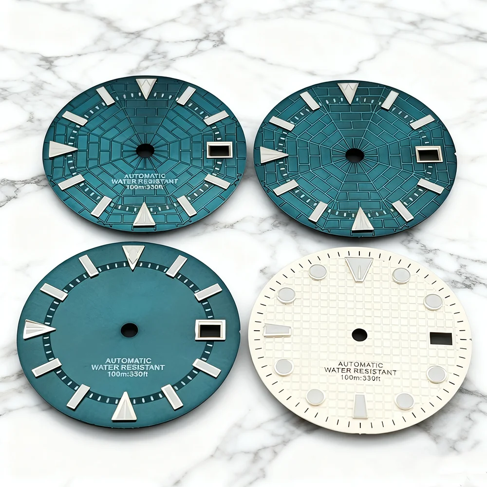 29mm No Logo Cyan Web White Waffle Watch Dial For Seiko Prospex Land ...