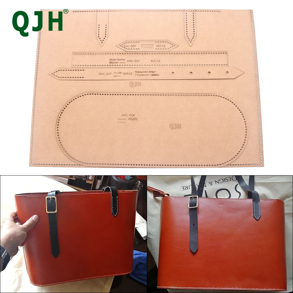 Qjh 타원형 버킷 백 토트 백 Diy 수제 가죽 컷 무료 아크릴크래프트 골판지 패턴 드로잉 디자인 템플릿 특별한 선물