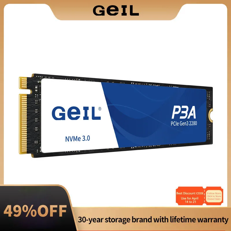 Geil SSD M2 250GB 500gb P3A 1T 2t Unidade Interna de Estado Sólido M.2 NVME 1.4 Protocolo PCIe ...