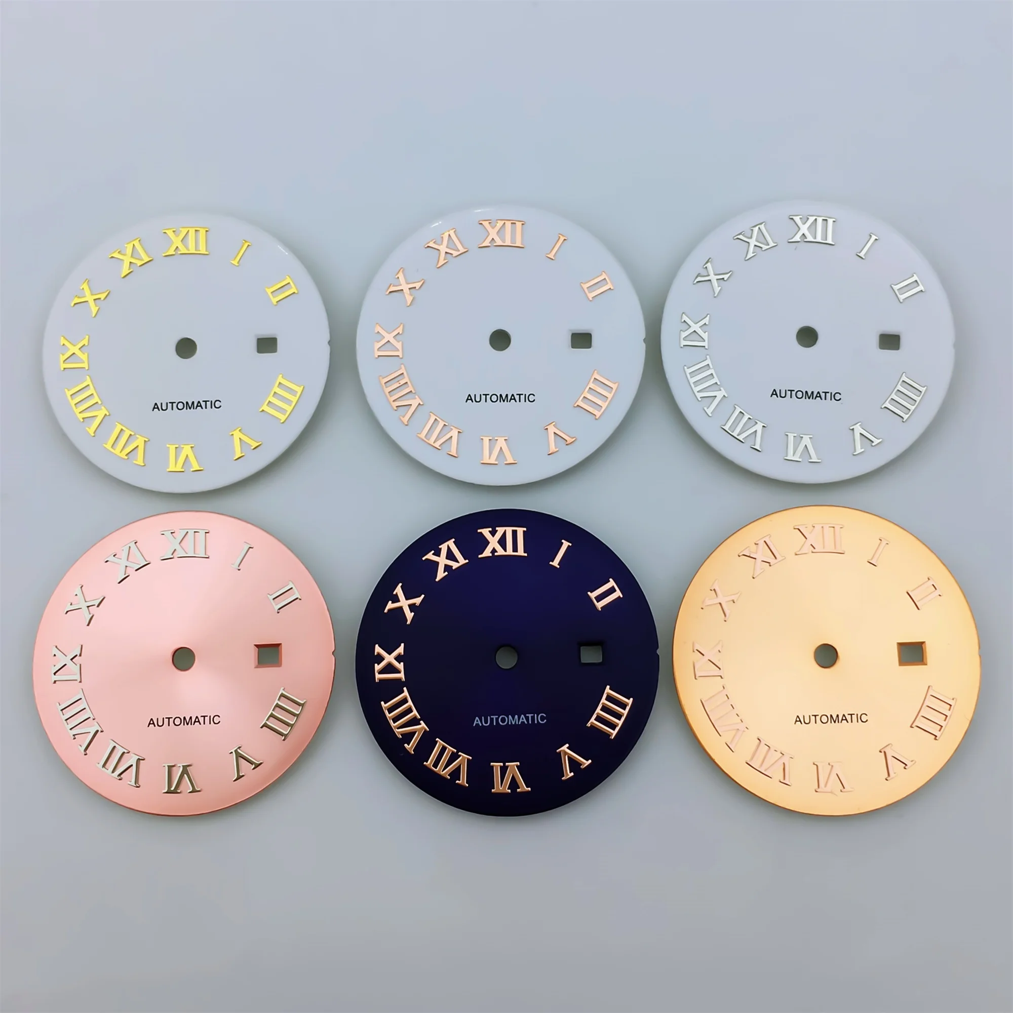 24-5mm-Women-Watch-Dial-Glossy-Sunburst-Rose-Roman-Index-Black-White ...