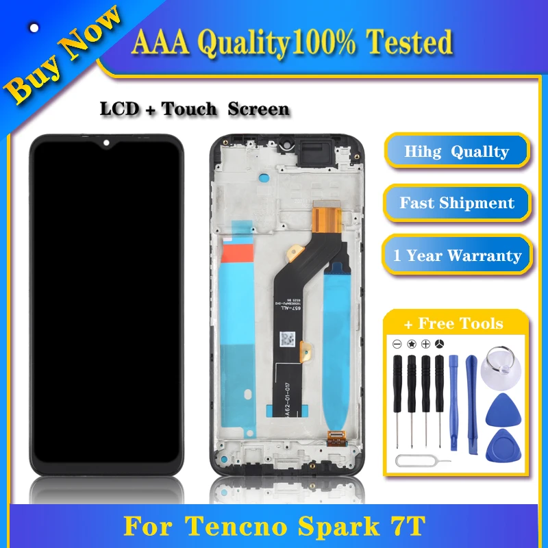 100% Tested OEM LCD Screen For Tecno Spark 7T Digitizer Full Assembly ...